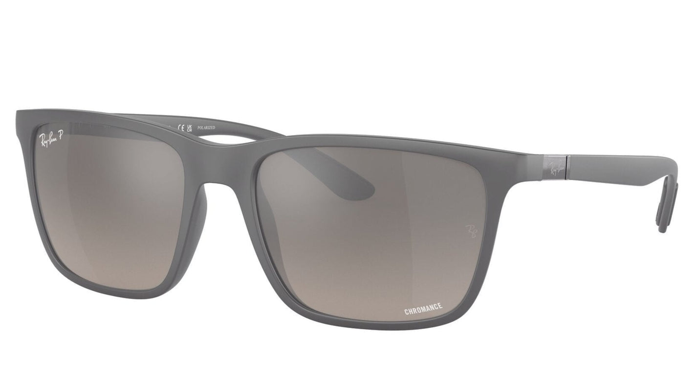 Ray-Ban 4385 Polarised Sunglasses | Matte Grey Silver Mirror – Great ...