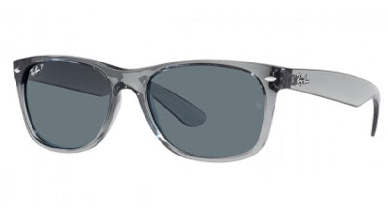 Ray-Ban New Wayfarer 2132 Polarised Transparent Grey Dark Blue (2132 ...